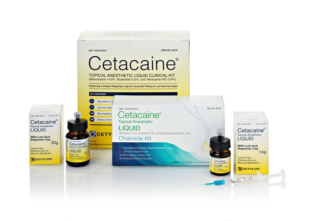 Mfr. #0203 Cetacaine 14g bottle (yields 140 quadrant doses)