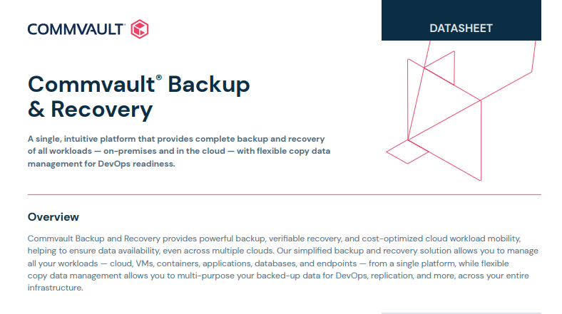 Commvault Backup & Recovery datasheet