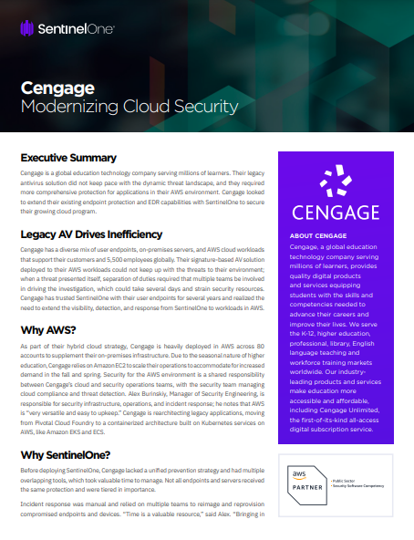Cengage Modernizing Cloud Security Cengage Modernizing Cloud Security