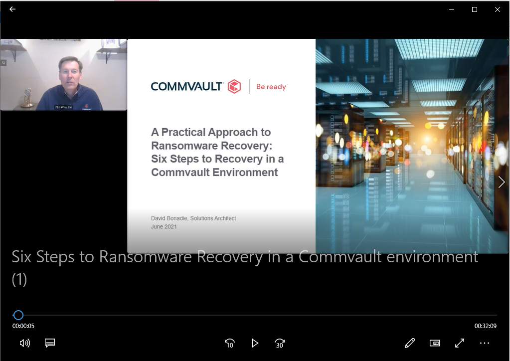Six Steps to Ransomware Recovery in a Commvault environment