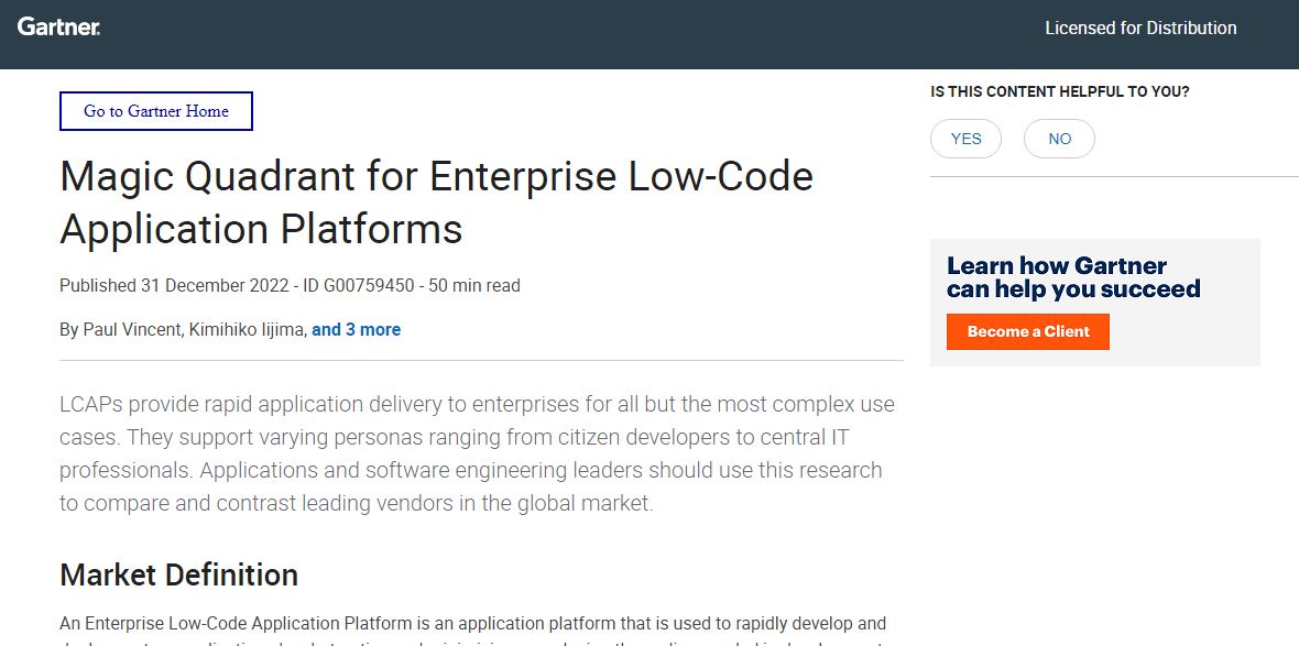 Gartner names ServiceNow a Leader in Enterprise Low-Code Application ...