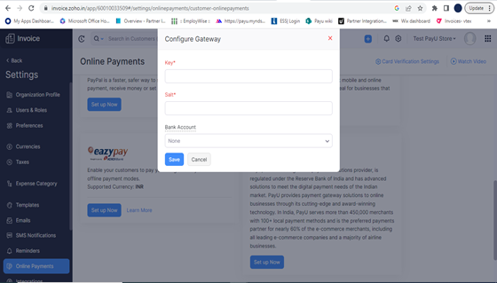 Integrate your Zoho invoices with PayU Payment Gateway