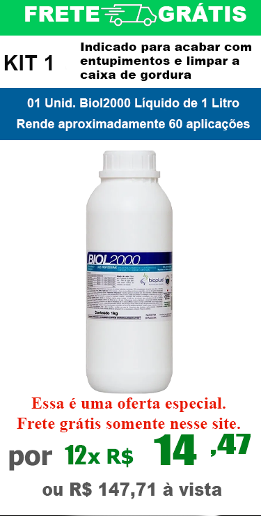 Biol2000 Acabe com o Mau Cheiro e Entupimentos na caixa de gordura e ...