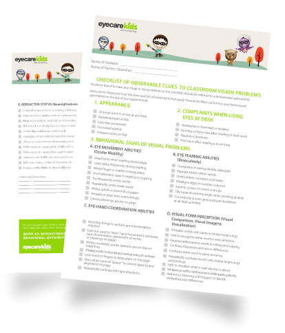 Free Vision Screening Checklist to Use at Home | Eyecare Kids